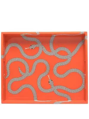 Jonathan Adler Eden Snake-print Tray - Orange