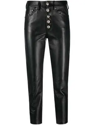 DONDUP Leather High-waisted Trousers