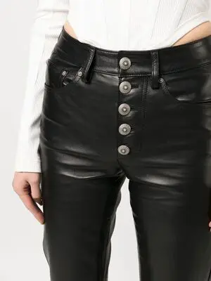 DONDUP Leather High-waisted Trousers