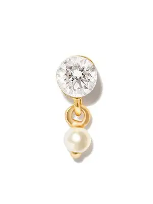 MARIA TASH 18kt Yellow Diamond And Pearl Stud Earring - Gold