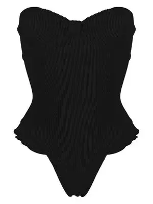 REINA OLGA Crinkle-effect One-piece Swimsuit - Black