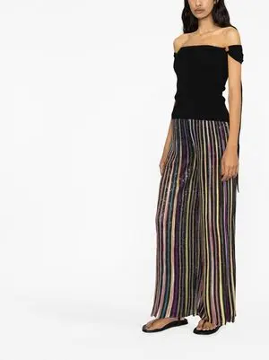 Missoni Sequin-embellished Striped Trousers - Black
