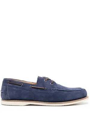 Brunello Cucinelli Lace-up Suede Boat Shoes - Blue