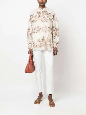 TWINSET Floral Print Shirt - Neutrals