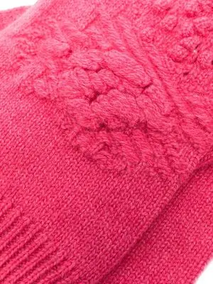 BARRIE Cashmere Fingerless Mittens - Pink