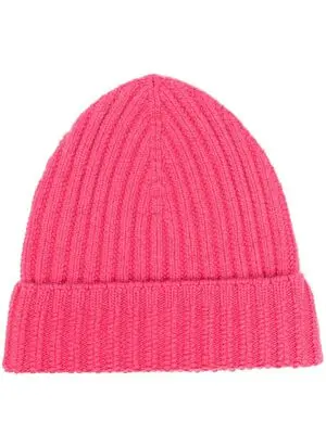 BARRIE Ribbed Cashmere Beanie - Pink