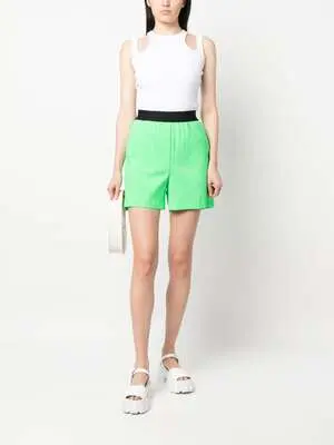 MSGM Logo Waistband Shorts - Green