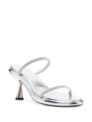 WANDLER 90mm Crystal-embellished Metallic Lambskin Sandals