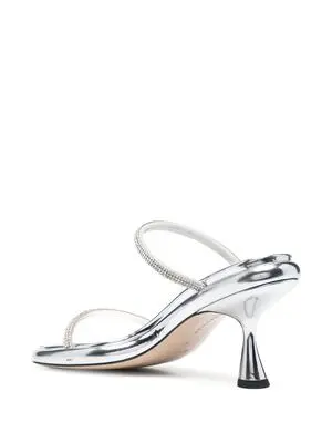 WANDLER 90mm Crystal-embellished Metallic Lambskin Sandals