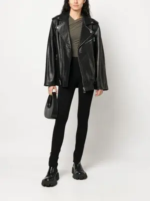 MANOKHI Leather Biker Jacket - Black