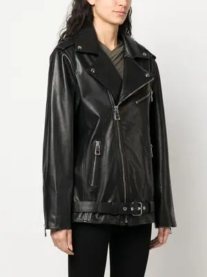MANOKHI Leather Biker Jacket - Black