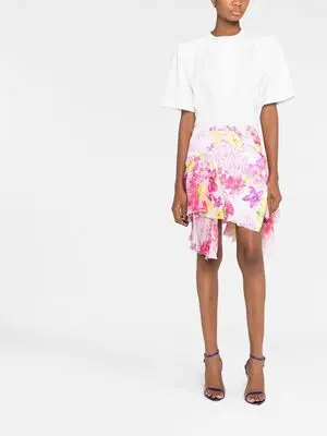 Versace Floral-print Asymmetric Skirt - Pink