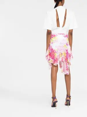 Versace Floral-print Asymmetric Skirt - Pink
