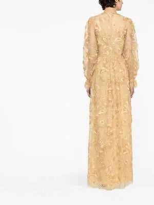 Alberta Ferretti Sunflower Macramé Gown - Neutrals