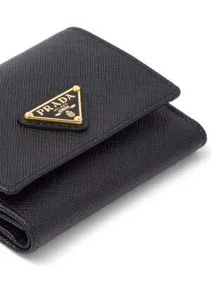 Prada Logo-plaque Leather Wallet - Black