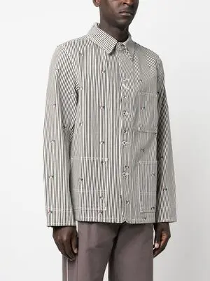 Kenzo Floral-embroidered Striped Shirt Jacket