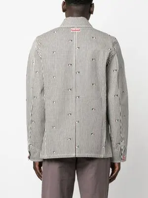 Kenzo Floral-embroidered Striped Shirt Jacket