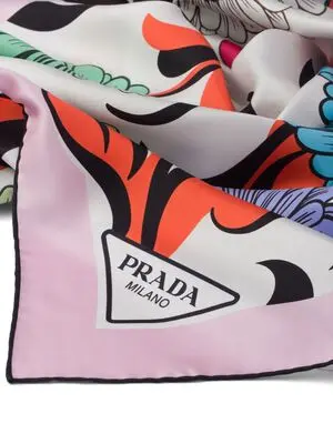 Prada Floral-print Twill Scarf