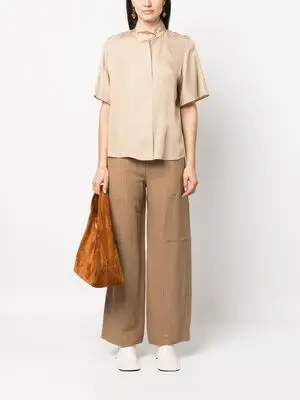 Vince One Tone Patch Wide-leg Trousers
