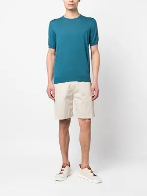Corneliani Silk-cotton Short-sleeve T-shirt - Blue
