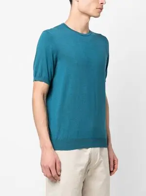 Corneliani Silk-cotton Short-sleeve T-shirt - Blue