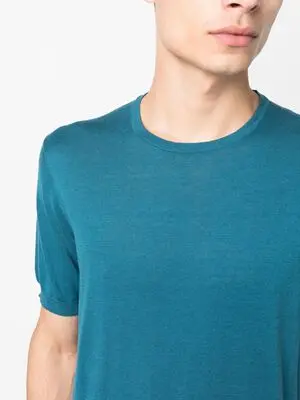 Corneliani Silk-cotton Short-sleeve T-shirt - Blue