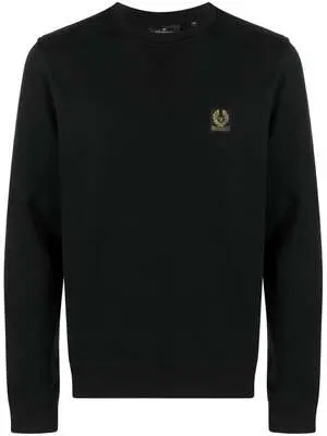 Belstaff Logo-patch Cotton Sweatshirt - Black