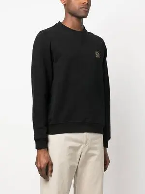 Belstaff Logo-patch Cotton Sweatshirt - Black