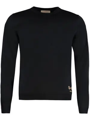 Gucci Horsebit-intarsia Wool Sweater - Black