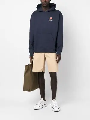 Kenzo Logo-patch Cotton Cargo Shorts - Neutrals