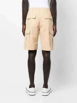 Kenzo Logo-patch Cotton Cargo Shorts - Neutrals