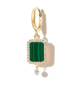 PERSEE 18kt Yellow Malachite Diamond Drop Earring - Gold