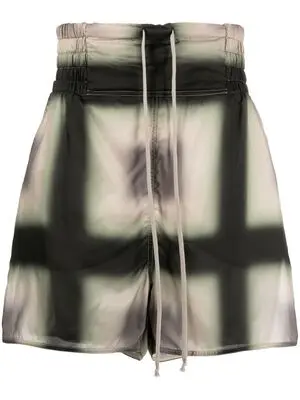 Rick Owens Geometric-print Drawstring Shorts - Neutrals