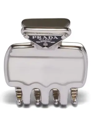 Prada Triangle Logo Hair Clip - Silver