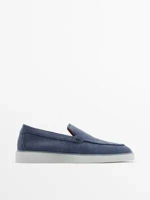 Massimo Dutti Split Suede Translucent Sole Loafers In Faded  display picture 2