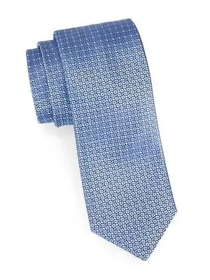 Canali Neat Silk Tie Blue