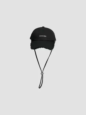 Jacquemus La Casquette Artichaut Frayed Baseball Cap - Black