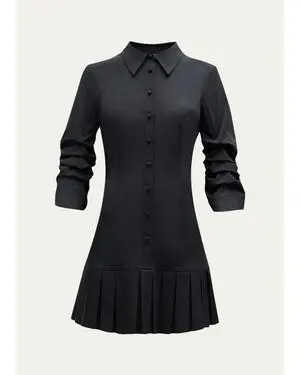 Cinq À Sept Lucilla Topstitched Mini Shirtdress - Black