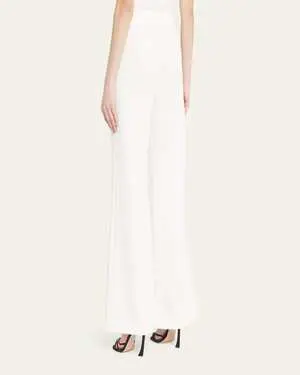 MILLY Nash High-rise Wide-leg Cady Pants - Ecru