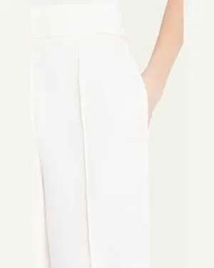 MILLY Nash High-rise Wide-leg Cady Pants - Ecru