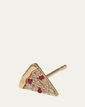 SYDNEY EVAN 14k Yellow Diamond And Ruby Pizza Slice Stud Earring