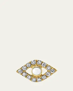 SYDNEY EVAN 14k Pearl And Diamond Evil Eye Stud Earring - Gold