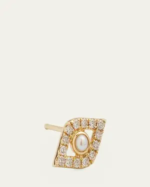 SYDNEY EVAN 14k Pearl And Diamond Evil Eye Stud Earring