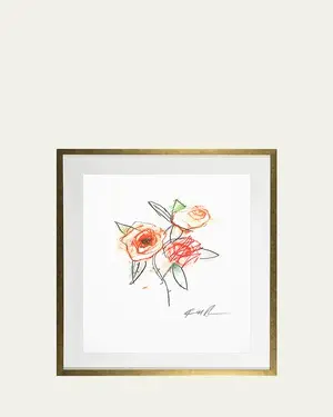 RFA FINE ART Orange Rose Flower 6" Giclee Robert Robinson - Multi