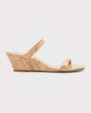 STUART WEITZMAN Aleena Cork Wedge Slide Sandals - Natural