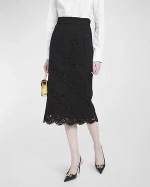 Dolce & Gabbana Lace Midi Skirt - Black