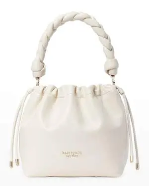 Kate Spade New York Braided Drawstring Leather Bucket Bag - Parchment