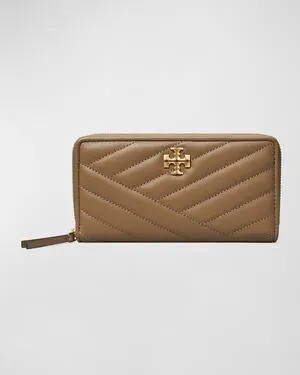 Tory Burch Kira Chevron-quilt Zip Continental Wallet - Sandpiper