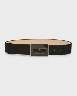 Emporio Armani Logo-buckle Leather Belt - Black