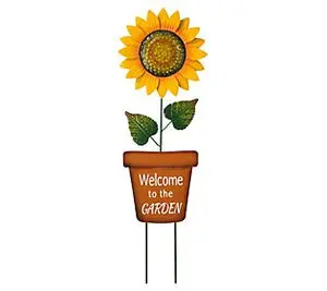 GLITZHOME 36 Welcome To The Garden Sunflower Ardstake - One-color
